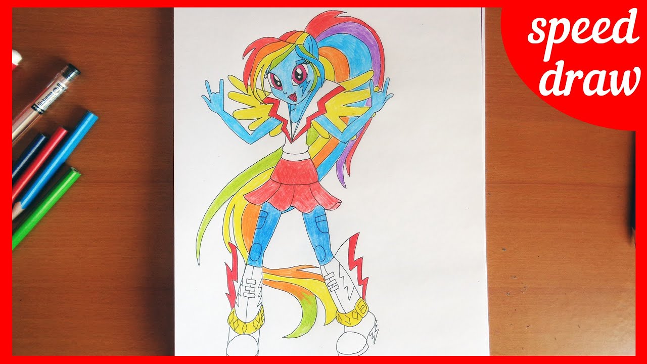 Speed draw Rainbow Dash, my little pony equestria girls - YouTube