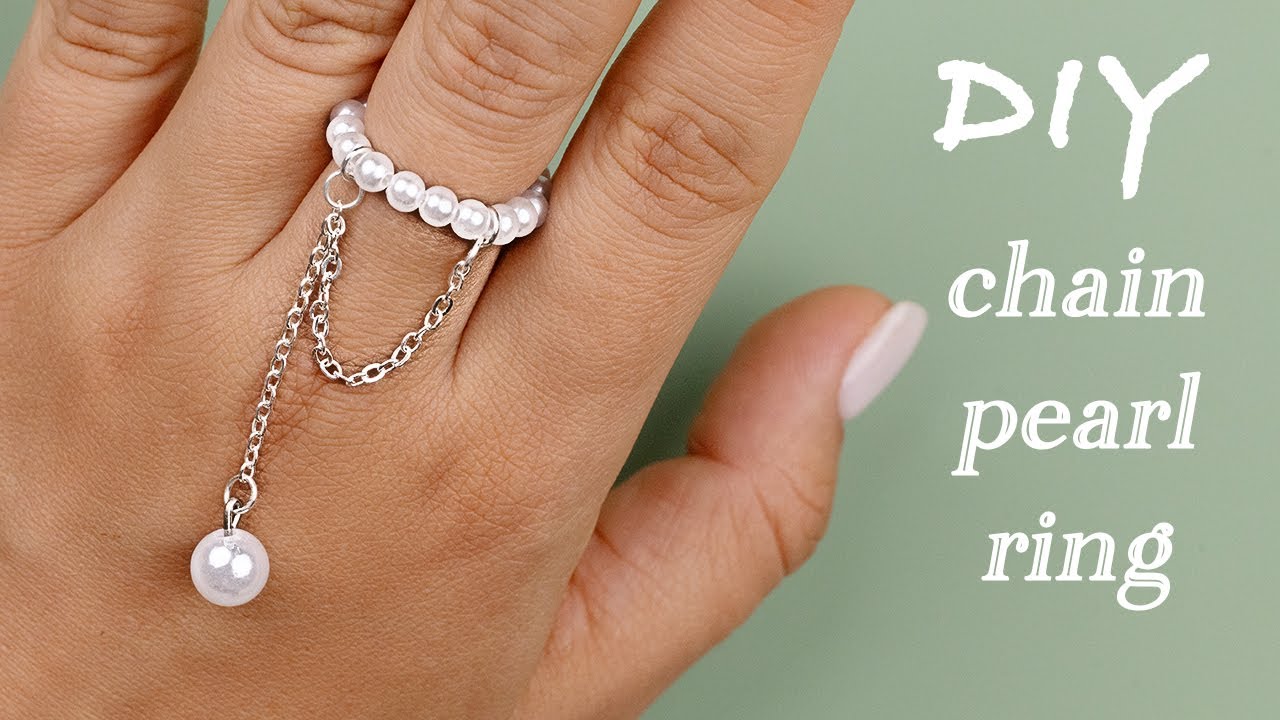 How To Make Beaded Ring With Dangling Chain And Pearl | DIY Easy Handmade Jewelry Tutorial - YouTube