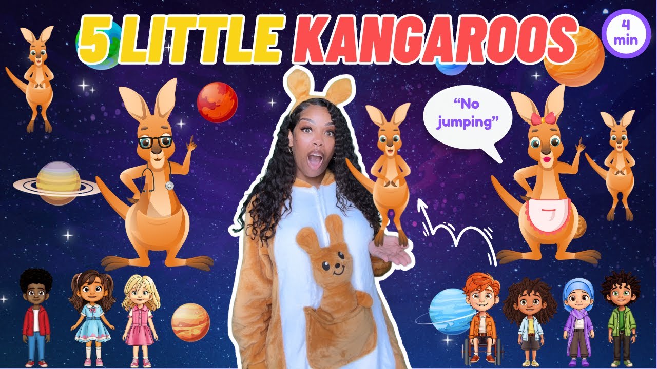 5 Little Kangaroos Jumping On The Bed| Learning with Ms Houston - YouTube
