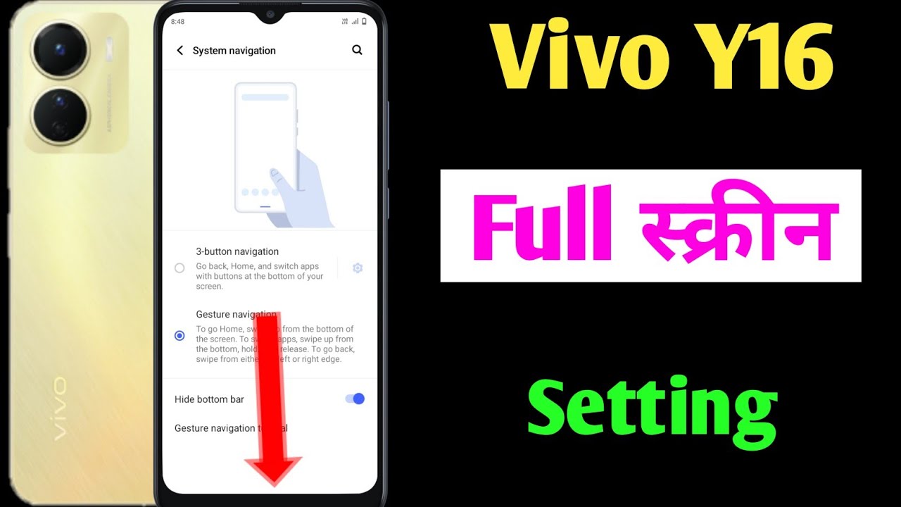 Vivo y16 full screen setting / Vivo y16 mobile mein full screen kaise ...