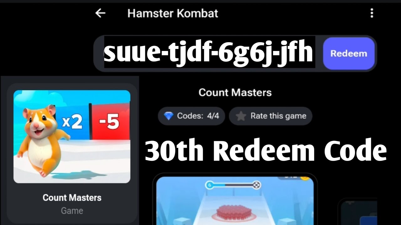 Count Master Hamster Code | Count Masters Redeem Code | How To Make Count Masters Redeem Code ...
