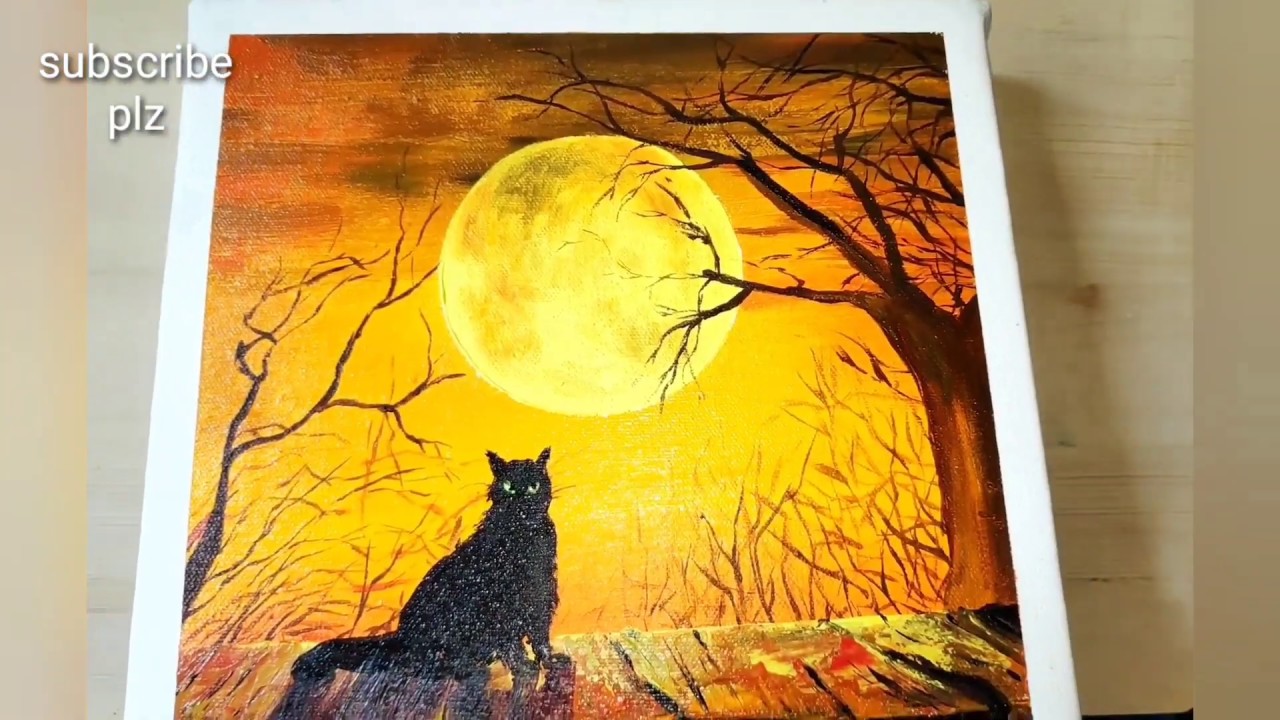 Acrylic Art: A cat painting tutorial for beginners - YouTube