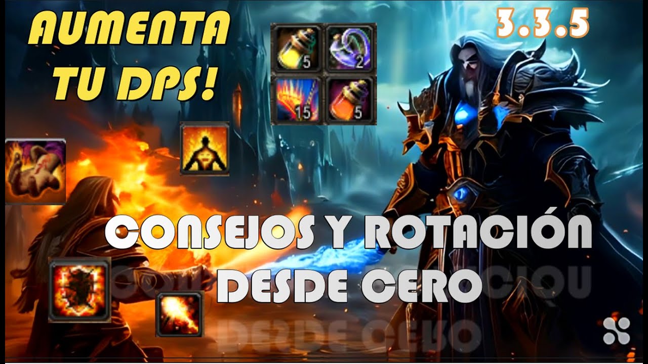 como pegar con mago fuego pve 3.3.5 | guia de mago fuego desde cero | rotación explicada para ...