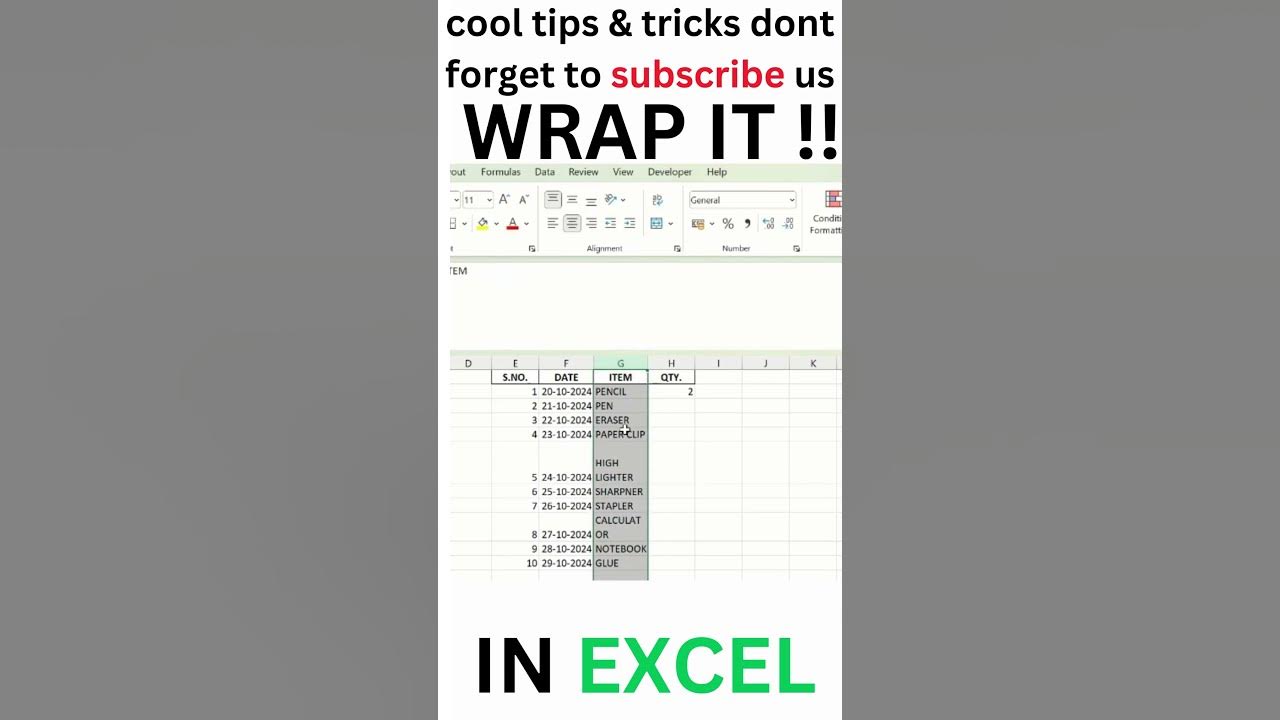 How to Wrap Text in Excel (Quick Tutorial) #viral #shorts #excel - YouTube
