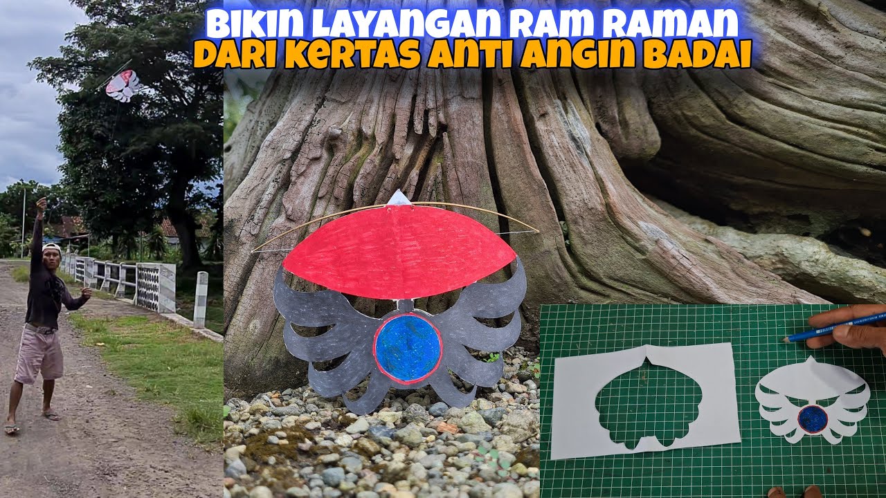 Bikin Layangan Ram raman mini Dari Kertas Anti Angin Badai || Bisa ...