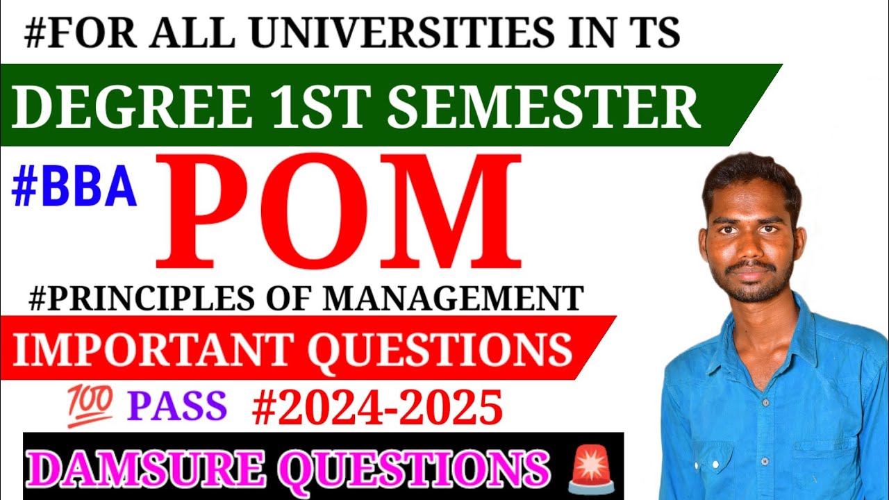 SEM-1 POM IMPORTANT QUESTIONS DEGREE 1ST SEMESTER PRINCIPLES OF ...