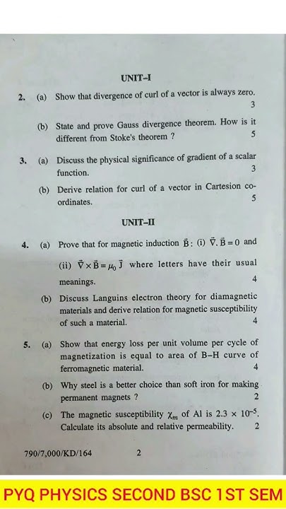 Electricity magnetism and electromagnetic theory | PYQ BSC 1ST SEM ...