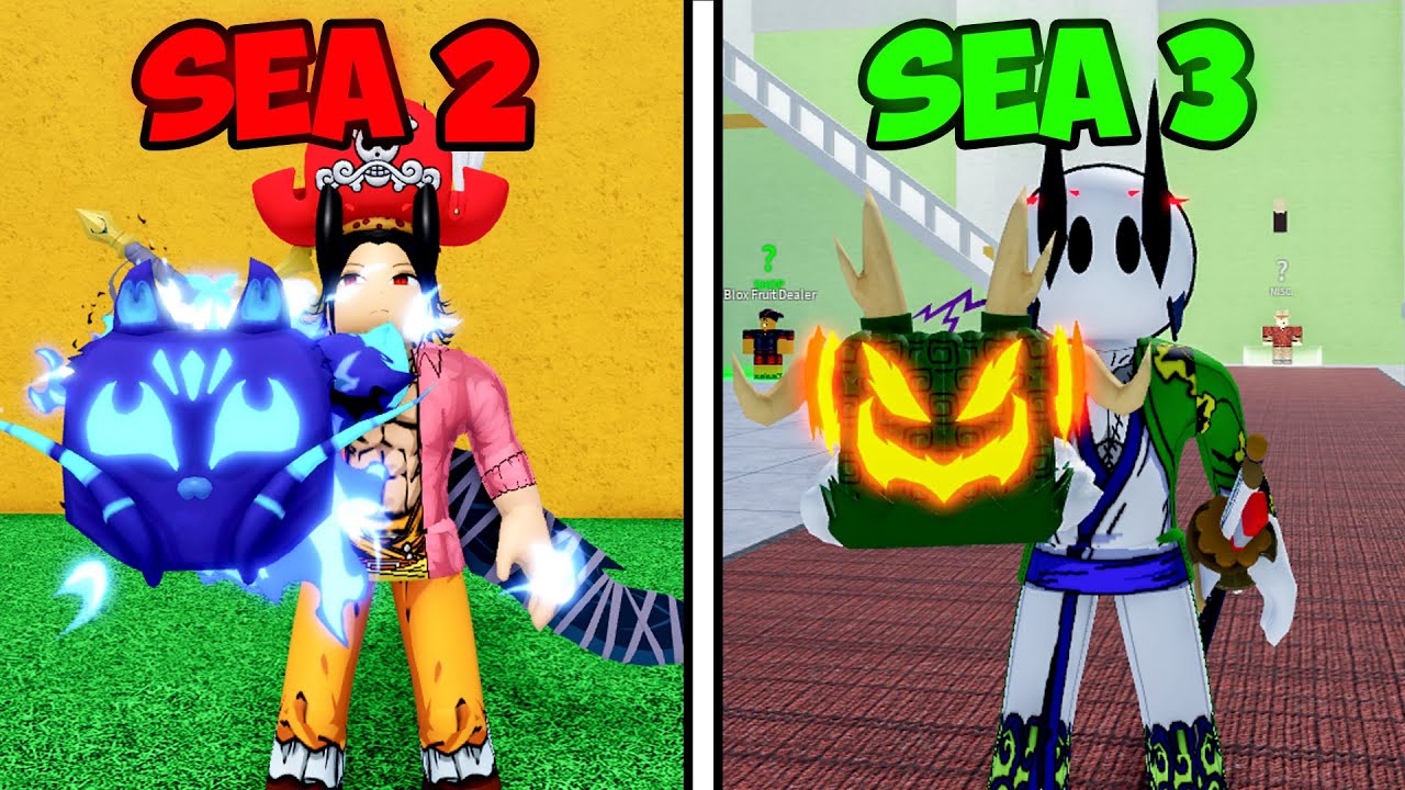 24Heures RANDOM FRUITS en Sea 2 vs Sea 3 ! - YouTube