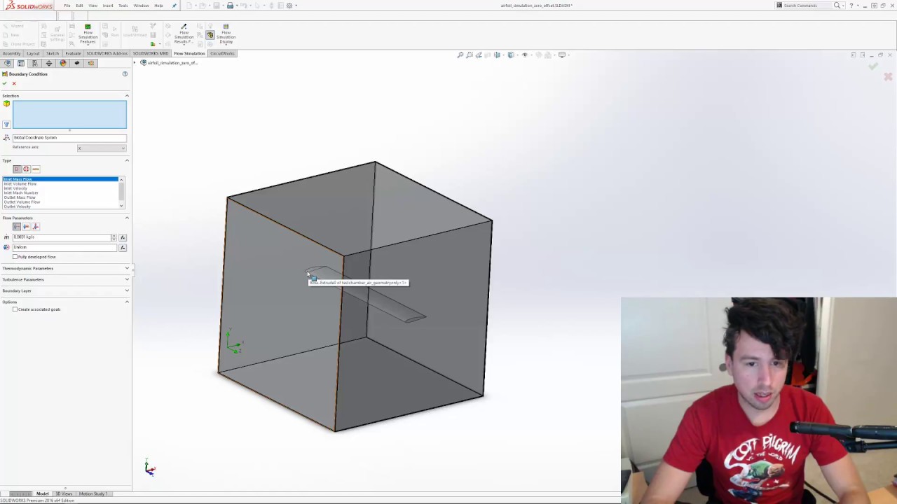 Simulation of a NACA 2414 airfoil in Solidworks - YouTube
