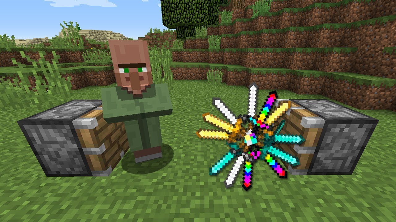villager + multi sword = ??? - YouTube
