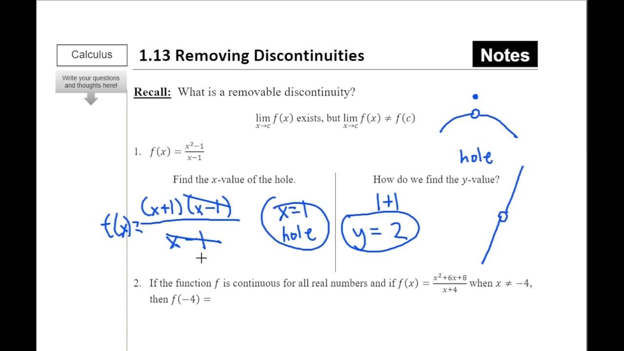 AP Calculus: 1.13 Removing Discontinuities - YouTube