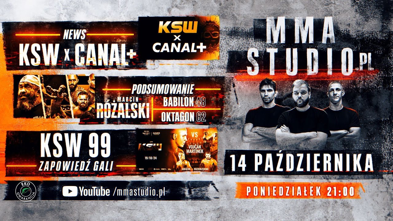 MMA STUDIO - RÓŻAL KOŃCZY, KSW W CANAL+, ZAPOWIEDŹ KSW 99 - ZIÓŁKOWSKI, DURNIAT, LIZAK - YouTube