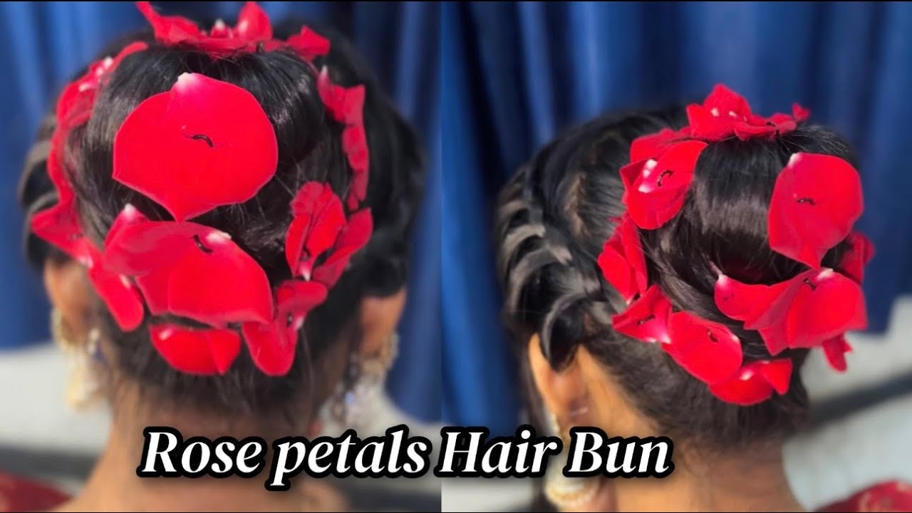 Top trendy Stylish Juda🌹 Rose petals flower juda hairstyle ll Juda ...