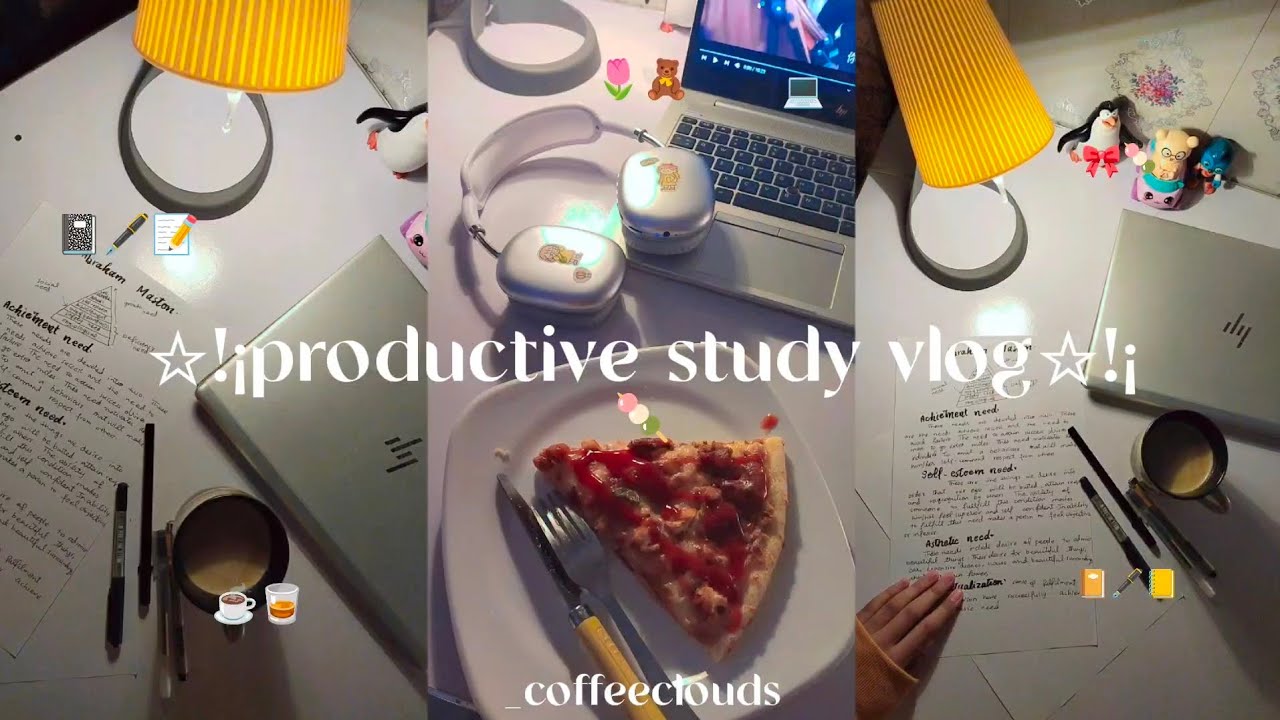 Productive study vlog☆!! eating pizza 🍕 lots of notes taking 📓🖋️ ...