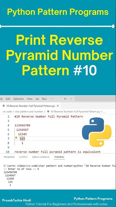 Print Reverse Pyramid Number Pattern 10 Print Reverse Pyramid Pattern Python Pattern