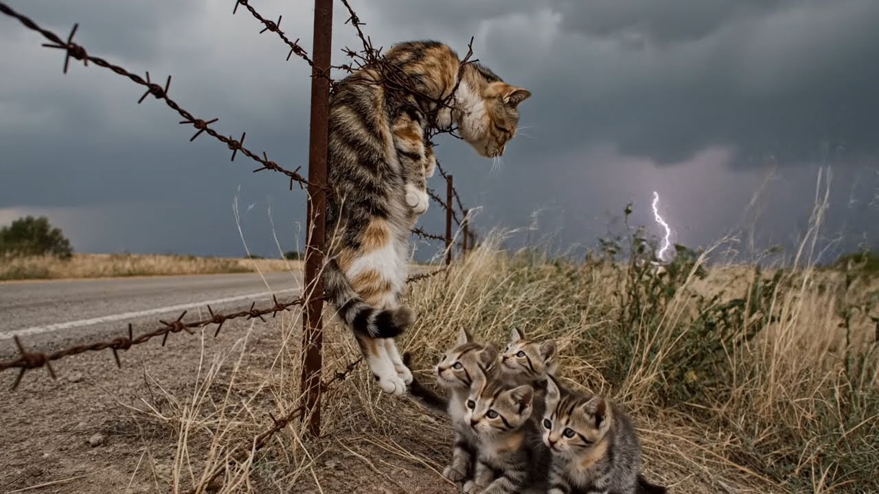 Rescuing a cat trapped on barbed wire fence. - YouTube