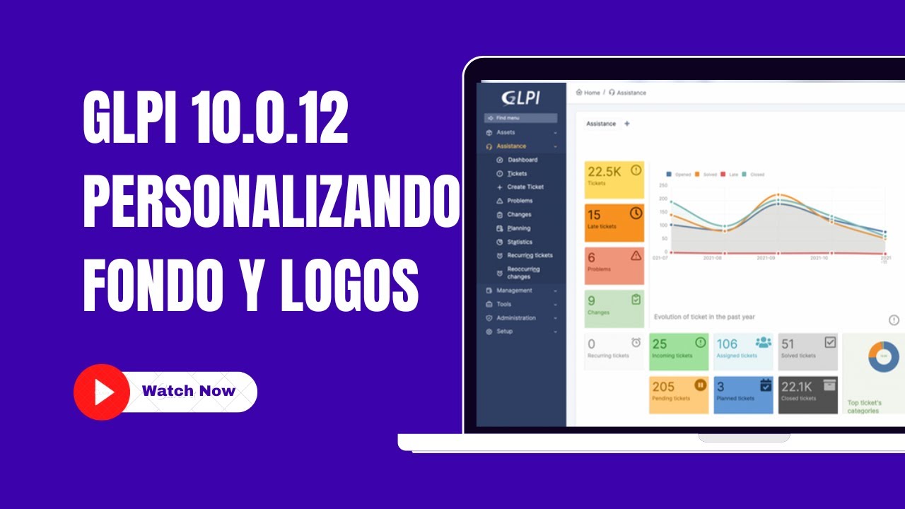 GLPI 10.0.12 personalizar cambiar fondo y logos - YouTube