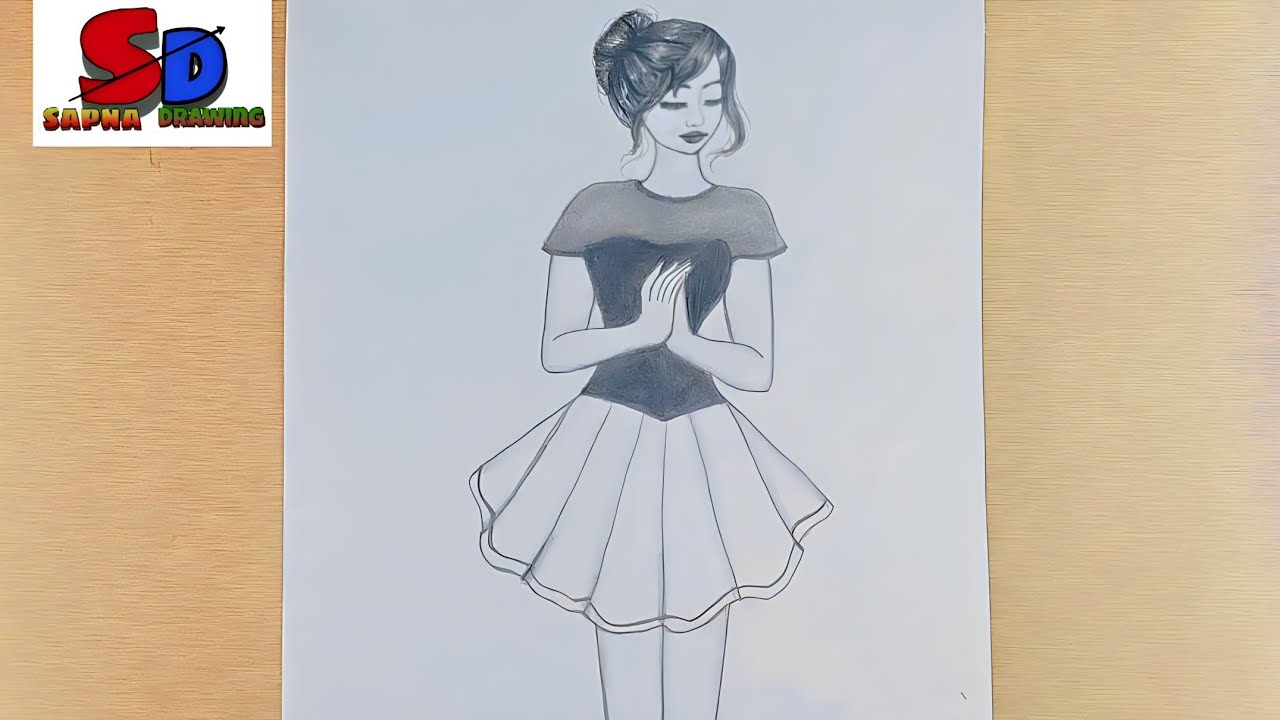 How to draw a very simple girl - Drawing easy | pencil sketch for ...