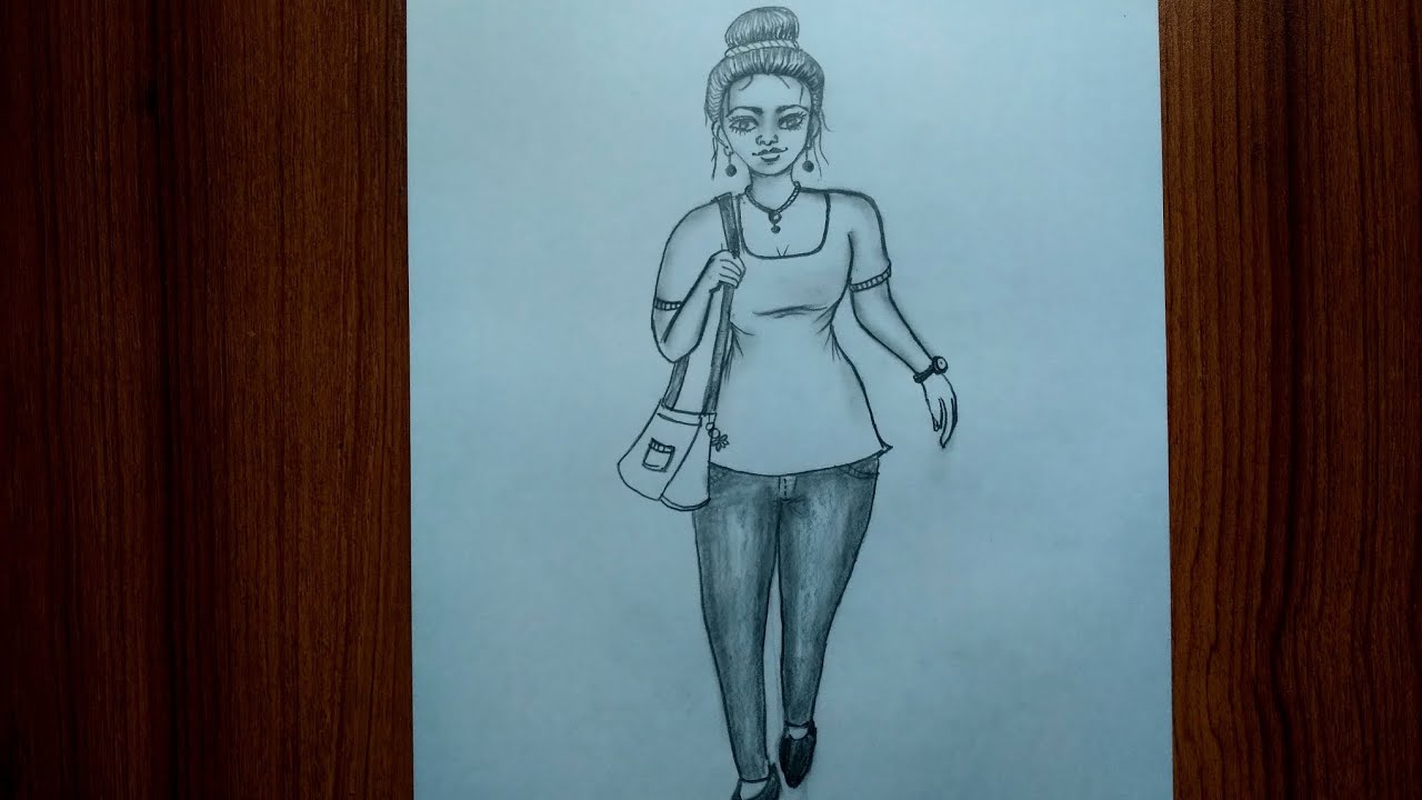 How to draw girl easy. girl with tops and jince. - YouTube