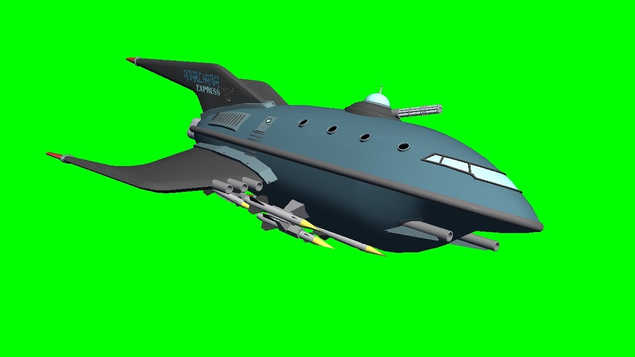 Futurama Spaceship Anarchania Express fly by - free green screen - free ...