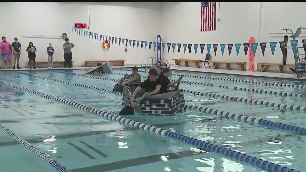 Local students hit the swimming pool for physics lesson - YouTube