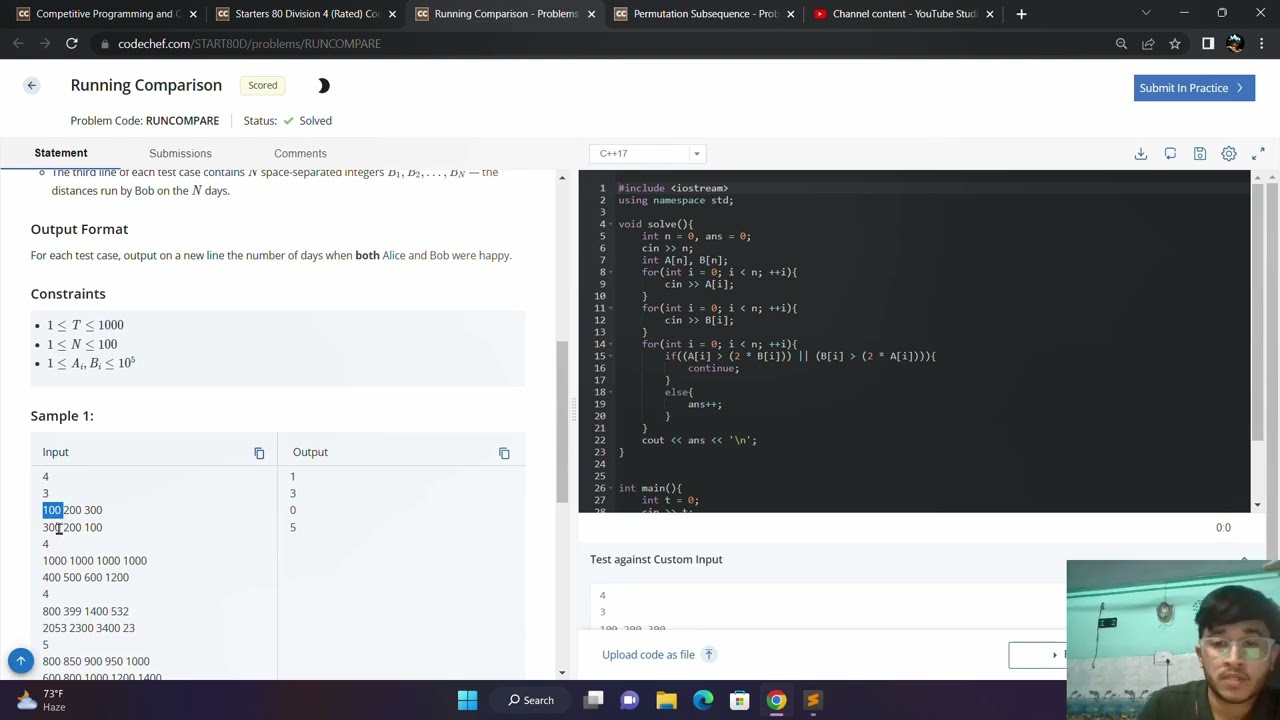 Problem Running Comparison CodeChef Starters 80 YouTube Problem Running Comparison CodeChef Starters 80 YouTube
