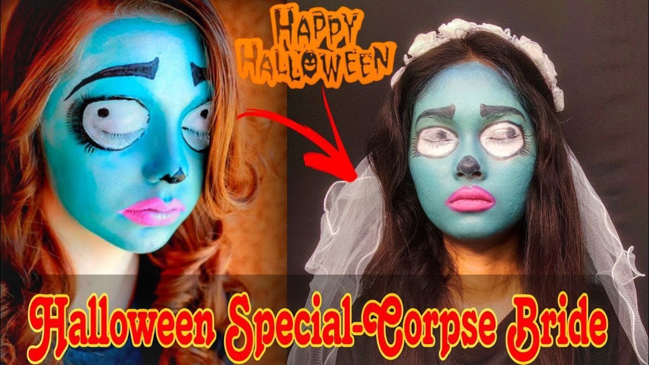 Corpse Bride Makeup Look for Halloween 2023/ Halloween Makeup with Face Painting/ Corpse Bride ...