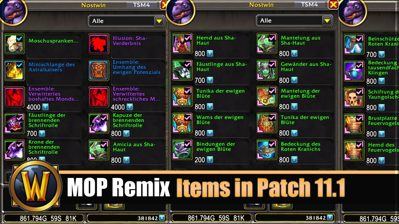 MOP Remix Items in Patch 11.1 erhältlich - YouTube