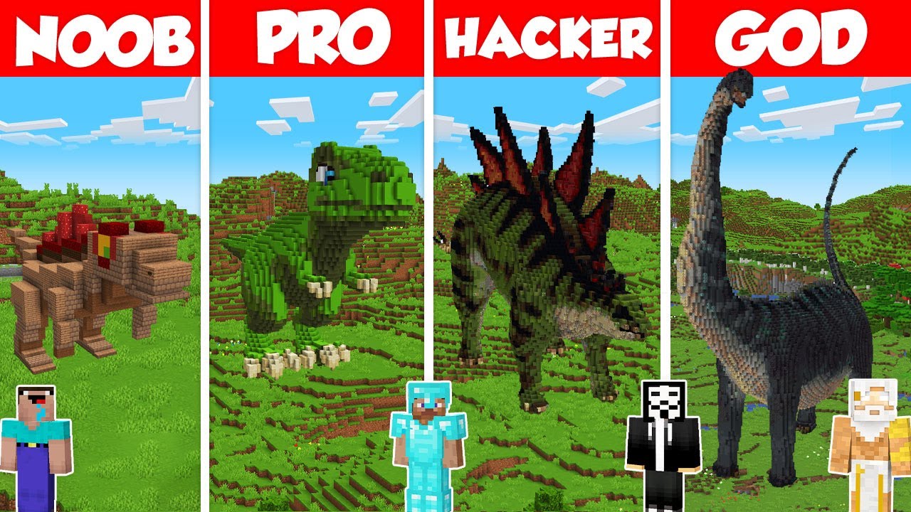 Dinosaur Dino Statue Build Battle Challenge - Noob vs Pro vs Hacker vs ...
