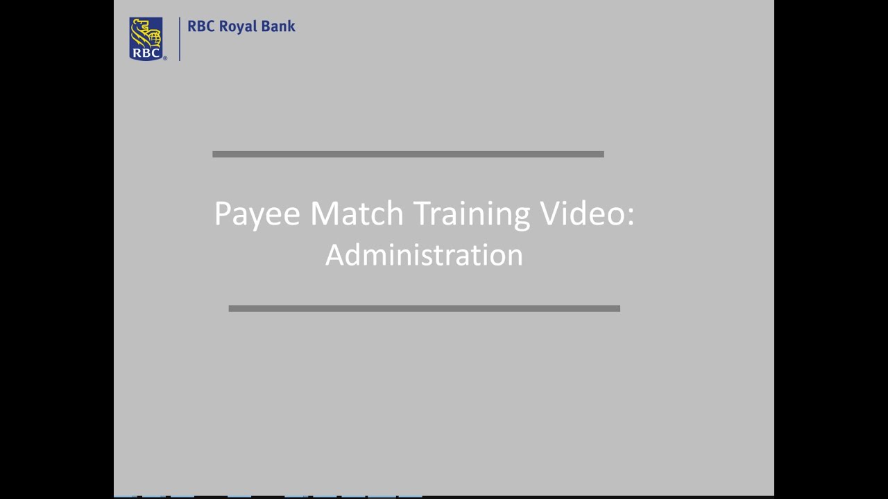 Payee Match - Administration - YouTube