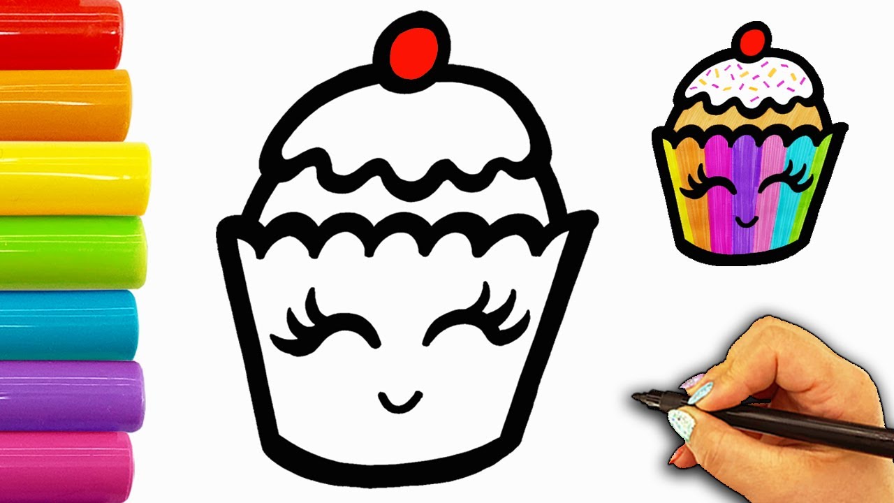 Rainbow Cake Drawing And Coloring For Kids & Toddlers Menggambar Dan ...