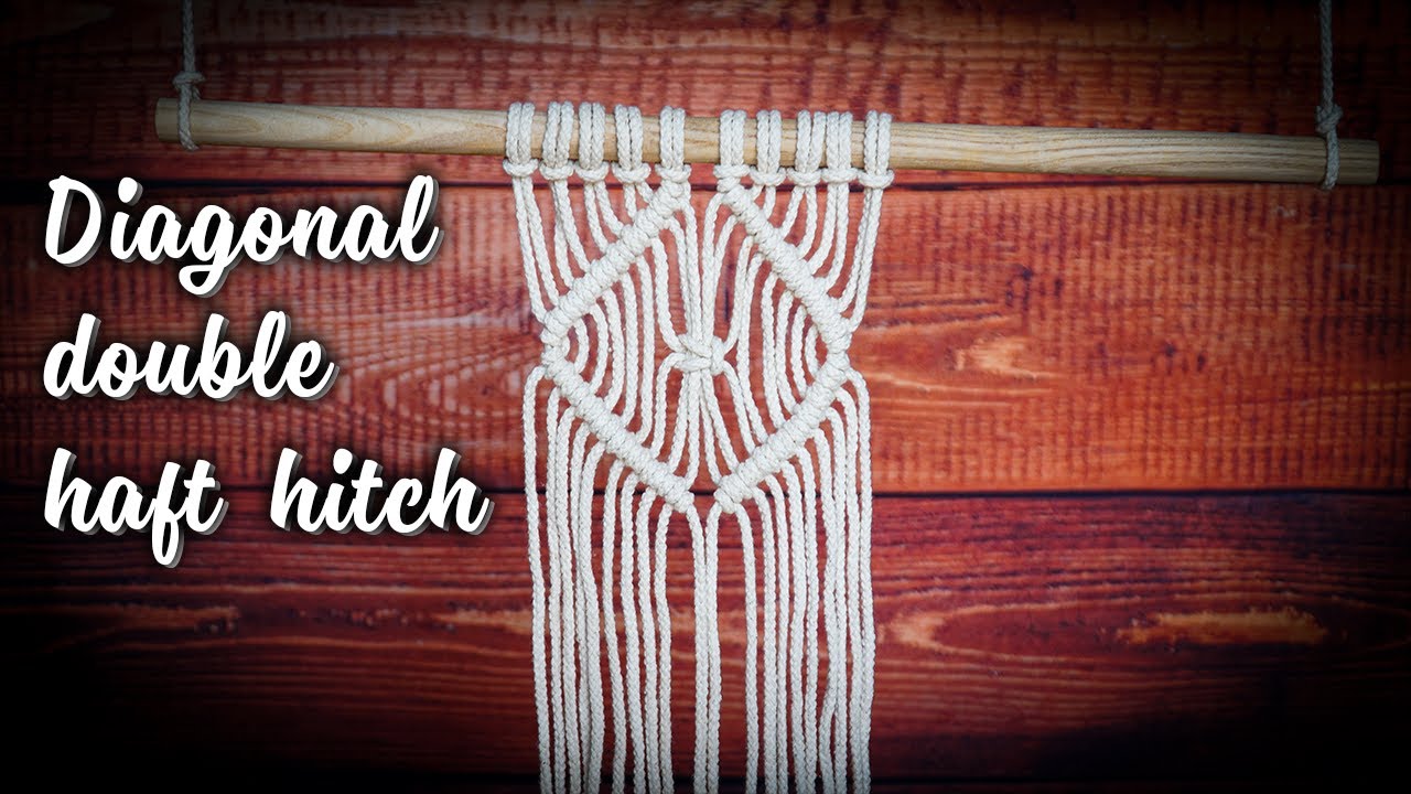 Macrame basic knot : Diagonal double haft hitch tutorial - YouTube