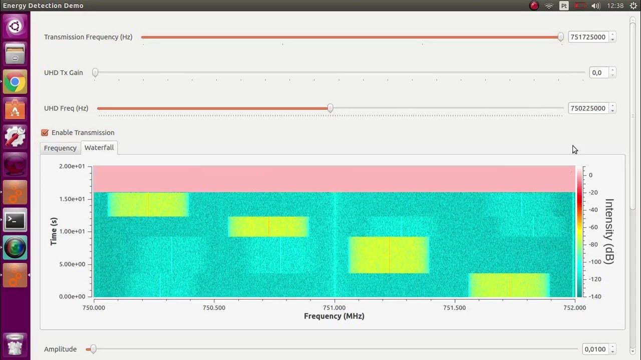 Transmitting and Spectrum Sensing - USRP + GNU Radio - YouTube