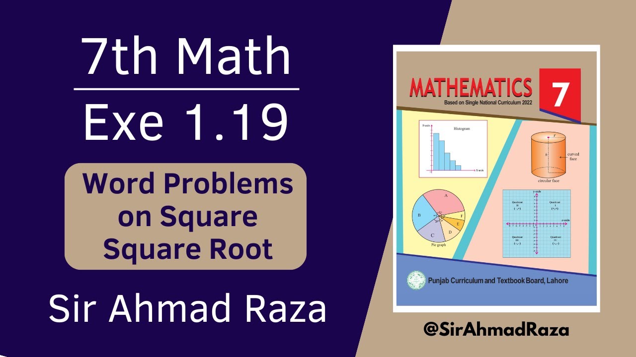 7th Class Math Exercise 1.19 | Word Problems on Square & Square Root ...