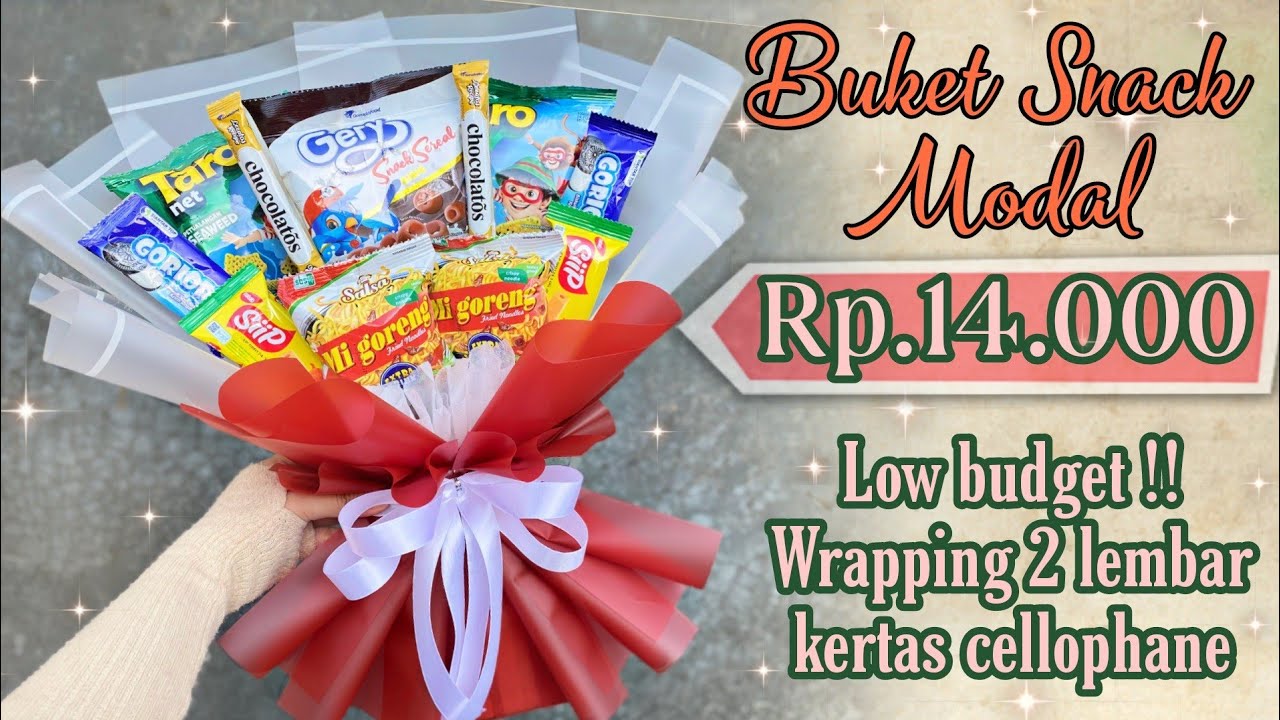 TUTORIAL BUKET SNACK LOW BUDGET MODAL Rp.14.000 WRAPPING 2 LEMBAR ...