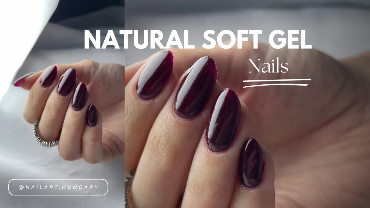 Beginner friendly BIAB nail tutorial | burgundy natural gel nails - YouTube