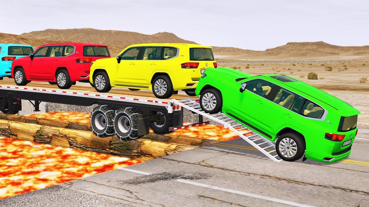 Toyota Cars vs Train | Truck Man Flatbed vs Train Beamng.drive 1116 ...