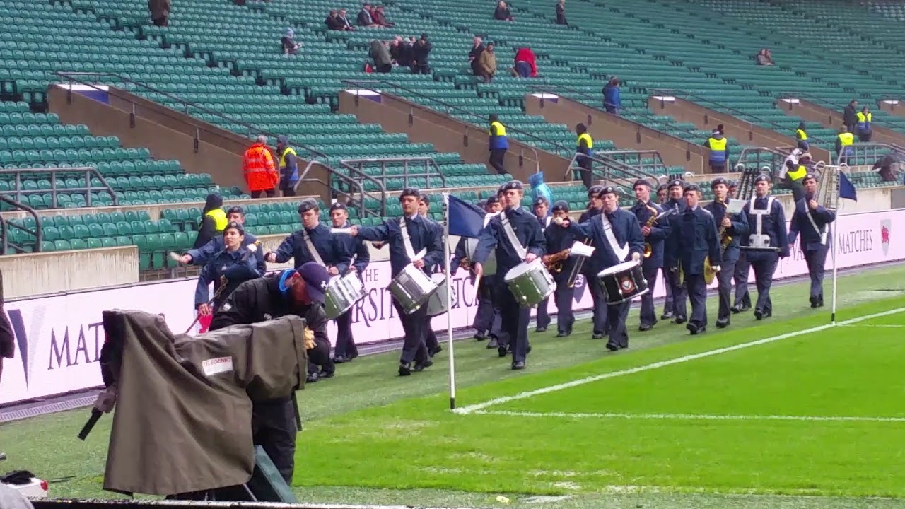 RAFAC Essex Wing band performing at the Varsity Match at Twickenham ...