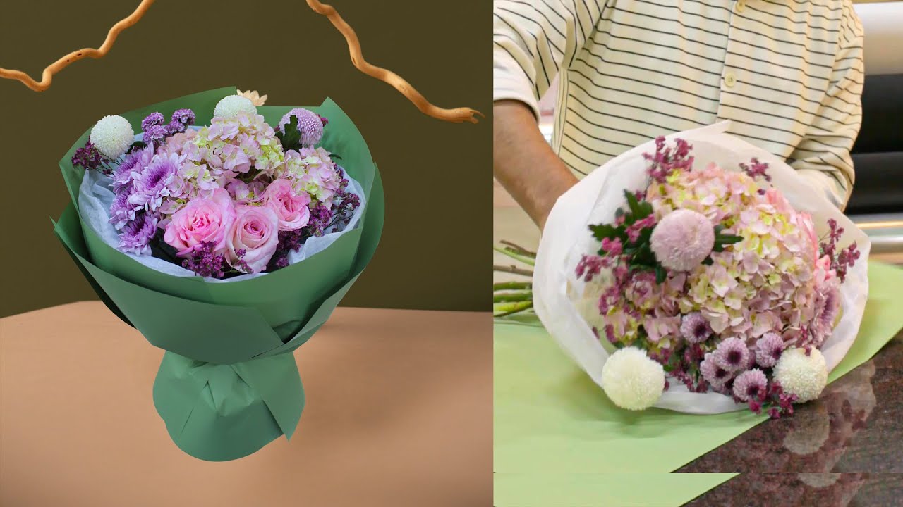 How To wrap A Bouquet Of Flowers || flower wrapping techniques ...