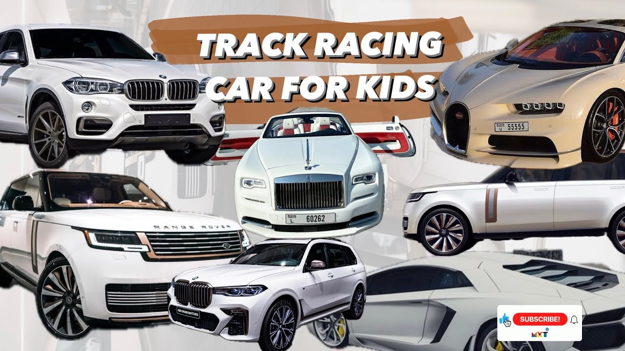Track racing with white car for kids - YouTube