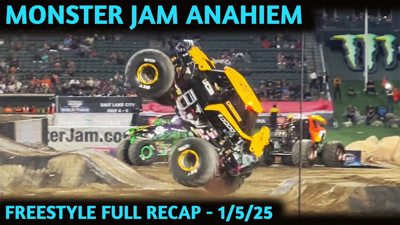 MONSTER JAM FREESTYLE ANAHIEM 1.5.25 FREESTLE FULL RECAP - YouTube