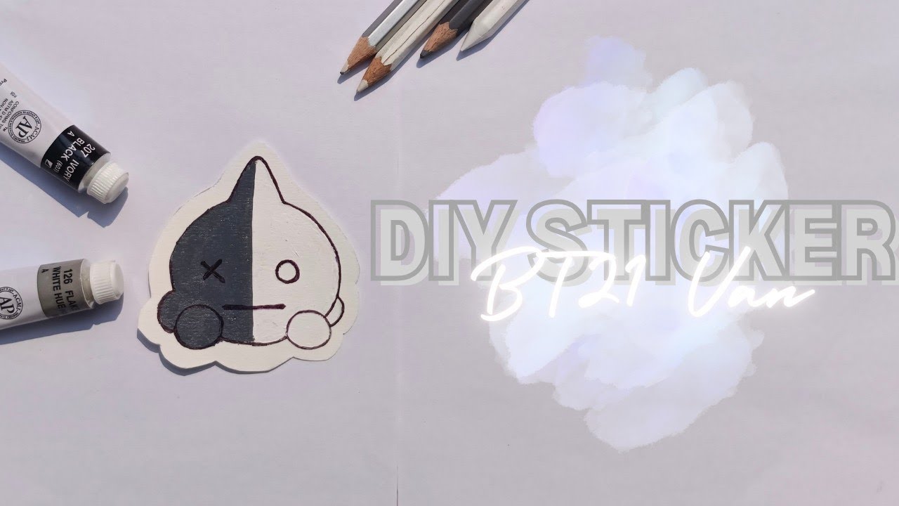 Diy Easy BT21 Van sticker 🩶 |How to make easy sticker|Diy easy sticker ...