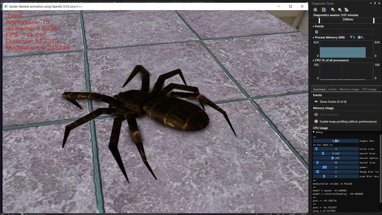 Multiple Skeletal Animations Of A Creepy Spider Model Using Assimp Opengl 450 Core C Youtube