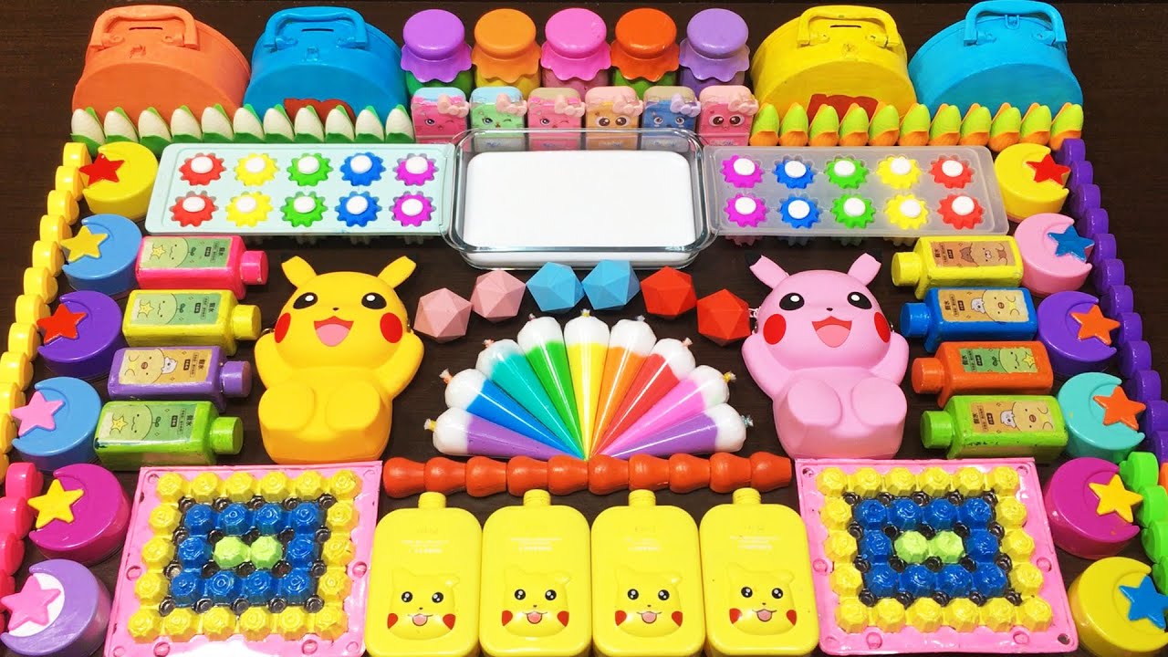 RAINBOW PIKACHU Slime ! Mixing Random Things Into GLOSSY Slime #1352 ...