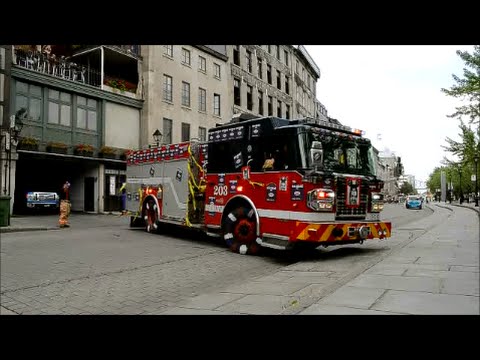 MAXI METAL FIRE TRUCK 203 RESPOINDING IN OLD MONTREAL - YouTube