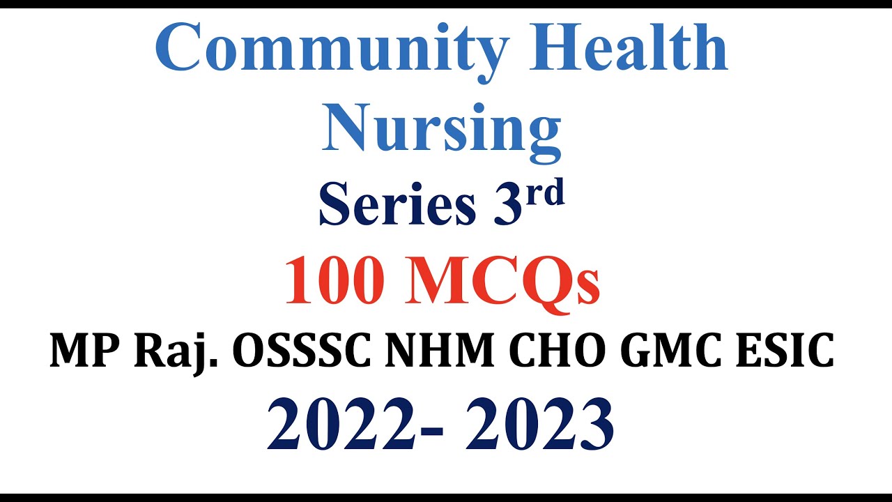 NHM Series Community Health Nursing PREVIOUS YEAR CHO PAPER WITH ANSWER ...