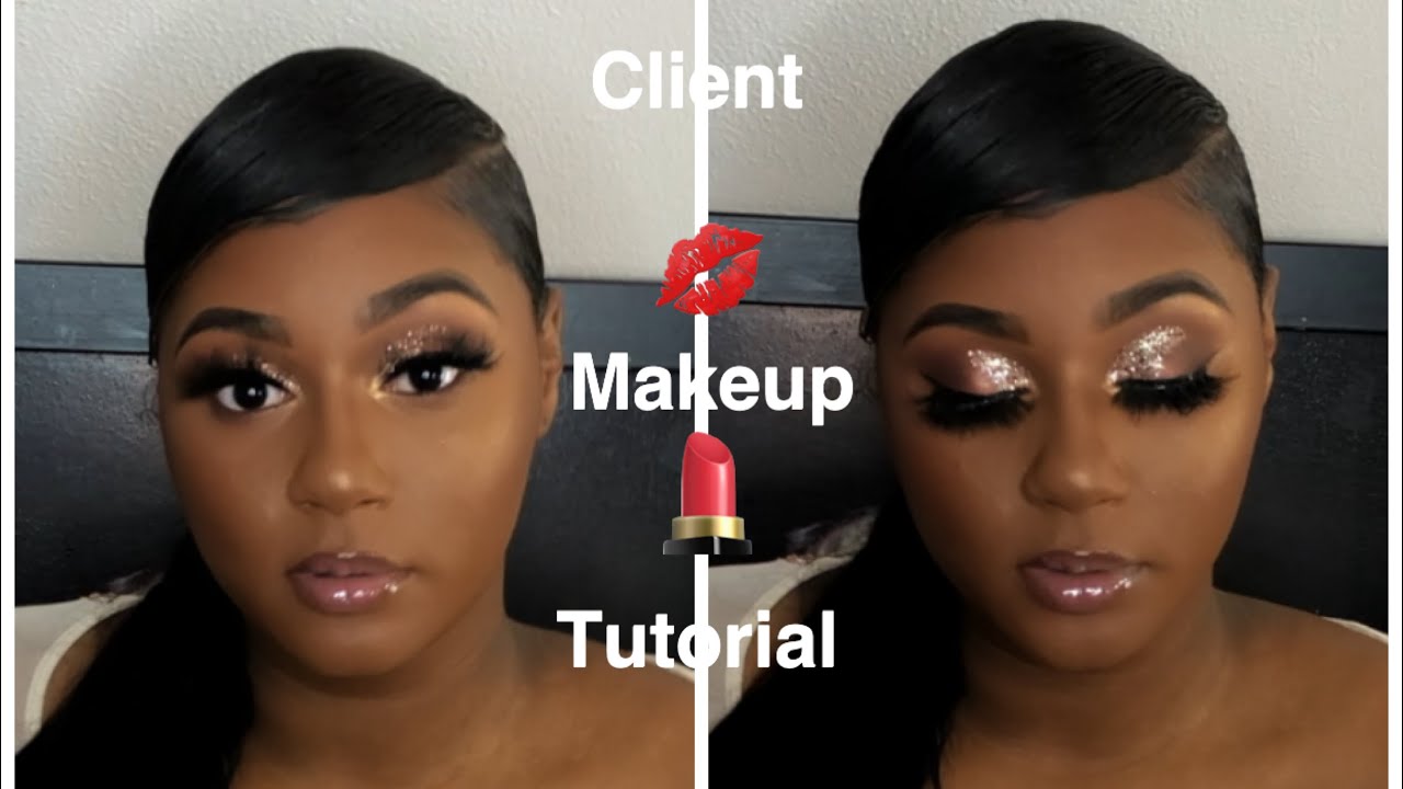 Client Makeup Tutorial| Rose Gold Glitter Makeup - YouTube