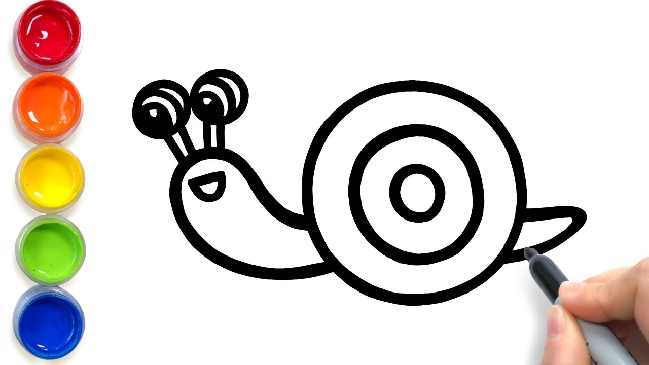 How to Draw a Snail | Easy Snail Drawing and Coloring for Kids | Learn ...