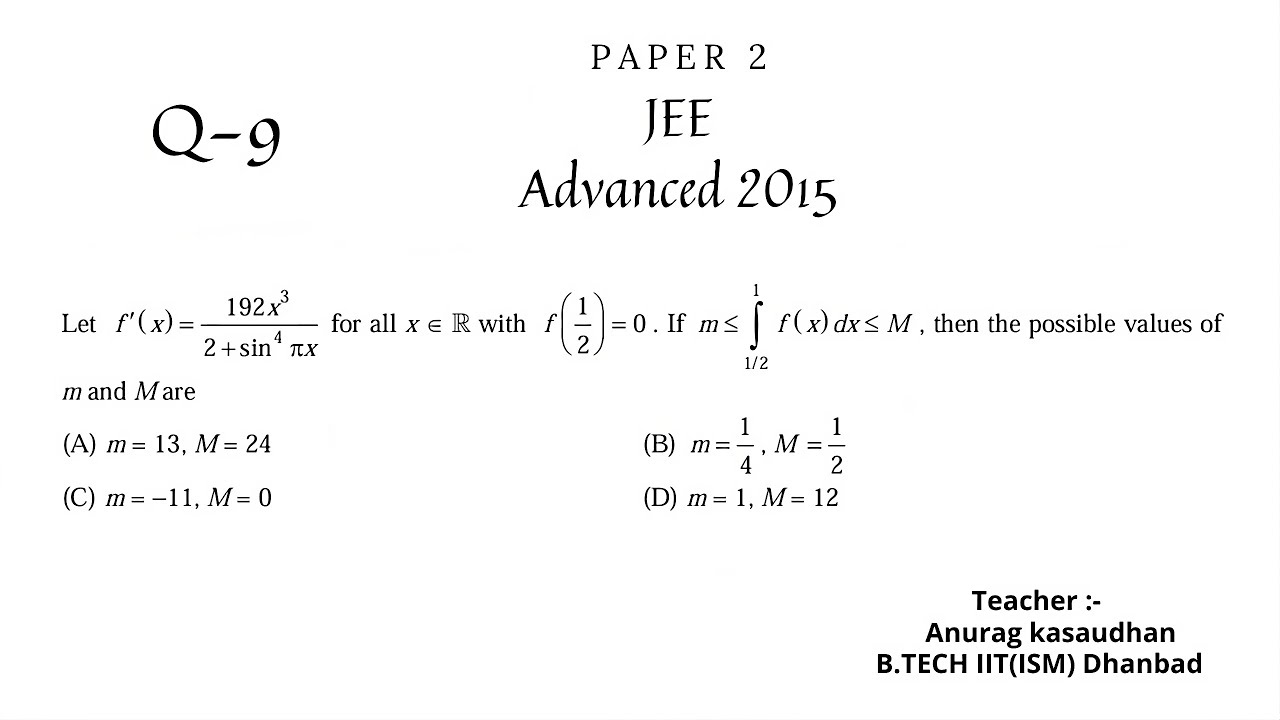 JEE Advanced 2015 Math Paper 2 (Q 9) solution | IIT JEE Maths | # ...