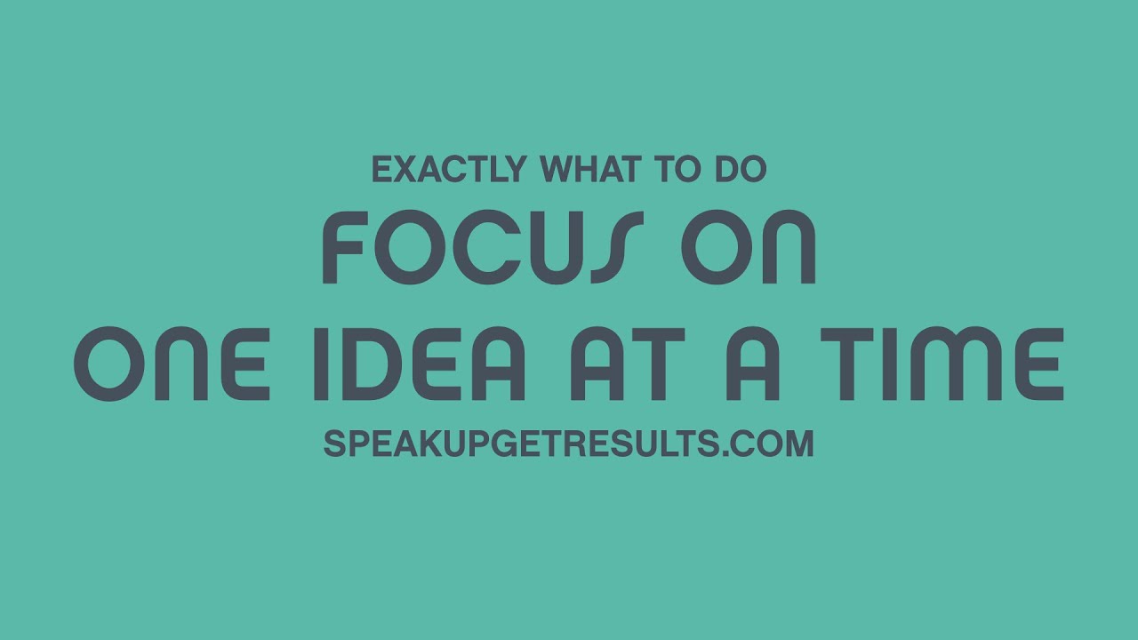 SUGR Exactly What to Do - Episode 10 - Focus on One Idea at a Time ...